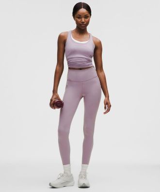 lululemon Fast and Free Leggings mit hohem Bund 5 Taschen f&uuml;r Frauen - 64 cm - Gr&ouml;&szlig;e 10 in Lotus Lavender