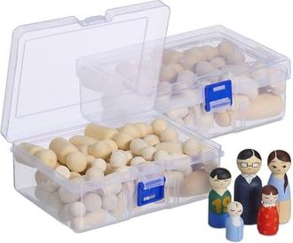 Relaxdays Holzfiguren, 100er Set, Spielfiguren zum Bemalen, Mensch, Familie, Kinder, DIY Krippenfiguren, Deko, Natur