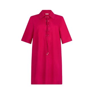 Liu Jo Kleid aus Baumwolle mit Schn&uuml;rung - - Dresses - Damen - Rot - XS