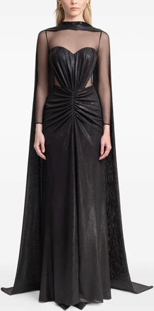 Gemy Maalouf Maxikleid mit Cape-Overlay - Schwarz
