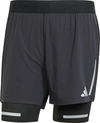 adidas Mens Ultimate Running Reflective 2-in-1 Shorts Black S