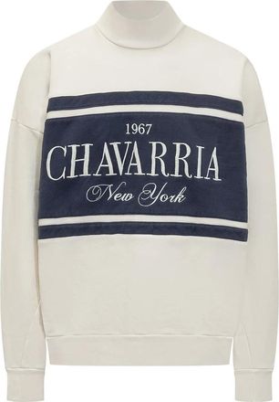 Willy Chavarria Homme, Sweatshirts et sweats &agrave; capuche, Blanc, Taille: XS Stripe Gilroy Crewneck