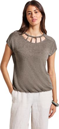 Street One Damen A323562 Leinen-Look Shirt, Dark Tumbled Beige, 44