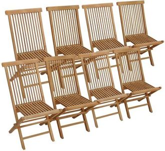 Happy Garden Lot de 8 chaises de Jardin Pliantes en Teck Lombok