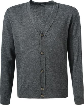 Ragman Herren Cardigan grau unifarben
