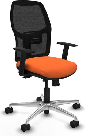 Piqueras y Crespo Alfera Schreibtischstuhl mit 1D-Armen, h&ouml;henverstellbare Lendenwirbelst&uuml;tze, ausgestattet mit Syncro/Traslack und Schneidschaum, Schwarz/Orange