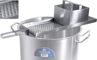 Contacto Gastronomie Kn&ouml;pflehobel f&uuml;r kurze Kn&ouml;pfle mit Topfhalterung Edelstahl 18/10 f&uuml;r T&ouml;pfe von &Oslash;36-45 cm, Sp&auml;tzlepresse mit Ruhebreich