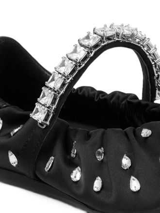 Jimmy Choo London Crystal-Embellished Satin Ballet Flat - Black
