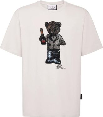 Philipp Plein Homme, Tops, Beige, Taille: L T-Shirt Col Rond Teddy