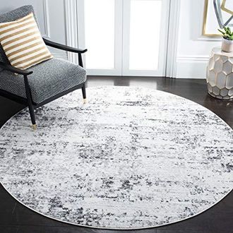 Safavieh Modern Teppich für Wohnzimmer, Esszimmer, Schlafzimmer - Amelia Collection, Kurzer Flor, Elfenbein, 91 X 91 cm