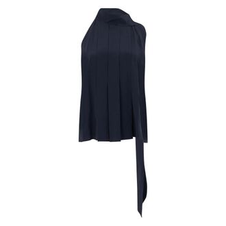 Max Mara &Auml;rmelloses Oberteil aus Cr&ecirc;pe de Chine - - Tops - Damen - Blau - XS