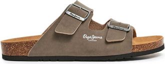Pepe Jeans London Herren Bio M Double Velour Sandale, Braun (Stone Beige), 7