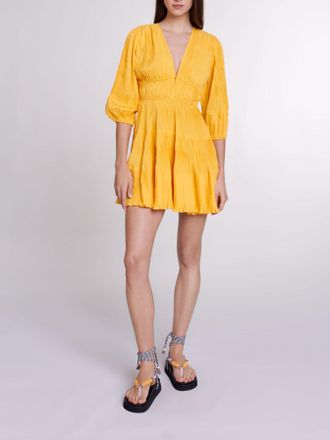Maje Kurzes Gerafftes Kleid - Gelb - Gr&ouml;&szlig;e 40 - Maje