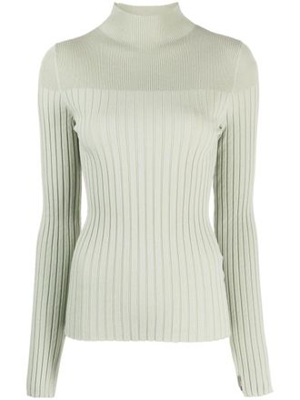 Calvin Klein Geripptes Strickoberteil - Gr&uuml;n