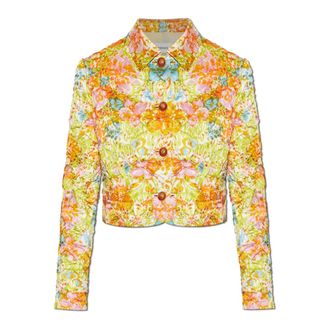 Versace Bedruckte Seiden-Duchesse-Jacke - - Jackets - Damen - Mehrfarbig - XS