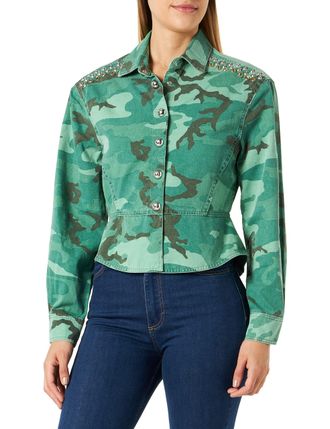 Pinko Damen Sprint Bull Camu + STR Hemd, Sl0_mult.grün/braun, 46