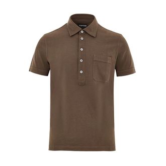 Tom Ford Homme, Tops, Brun, Taille: M Polo en Piqu&eacute; M&eacute;lange de Soie