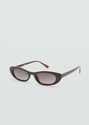 Mango Lunettes de soleil ovale en ac&eacute;tate marron - Femme - Taille unique - MANGO