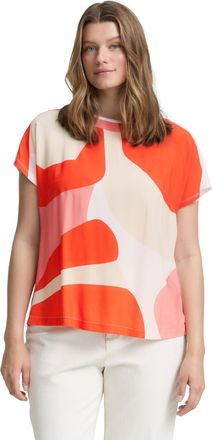 Tom Tailor Damen 1045991 T-Shirt, 38042 - Red Abstract Flower, 46 Große Größen EU