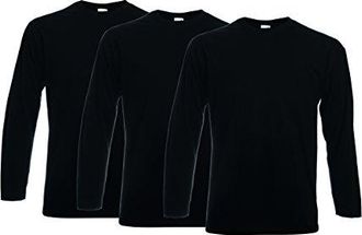 Fruit Of The Loom Heavy Tee T-Shirt, Noir, L (Lot de 3) Homme