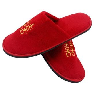 Minkissy Pantoufles Rouges en Velours Doux Antidérapantes pour Mariage Chinois Pantoufles DIntérieur pour Femme et Mariée Légères et Confortables pour Studio P