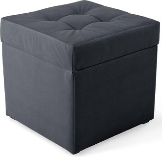 MG Design Polsterhocker 45 x 45 cm Dunkelgrau mit Stauraum (ca. 50 L), bis 300 kg belastbar, ohne Montage & leicht zu reinigen, angenehm matt mit feiner Struktu