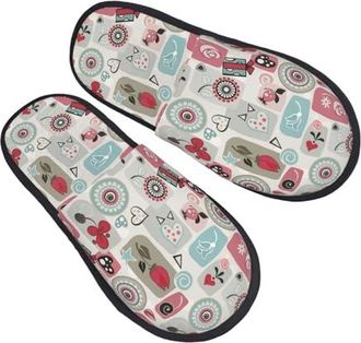 Generic Confortable Pantoufles Hommes Petites fleurs r&eacute;tro Accueil Slippers Antid&eacute;rapant Chaussons en Peluche pour Maison Femme Ext&eacute;rieur L
