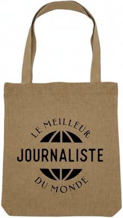 Fabulous Sac Shopping Tote Bag Aspect Lin - Le Meilleur journaliste du Monde Media Information - Sac de Courses Toile Epaisse 360g Beige Naturel Cabas Port&eacute; Ep