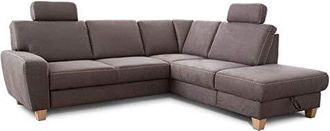 Cavadore Cavadore Ecksofa Wisconsin mit Federkern / Sofagarnitur mit 2 Kopfstützen / Landhausstil / Holzfüße in Buche / Mikrofaser in Lederoptik / Größe: 248 x