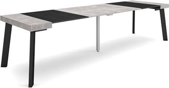 Skraut Home | Ausziehbarertisch | Multifunktionaler ausziehbarer | 300 | Für 14 Gäste | Hölzerne Beine | Moderner Stil | Zement