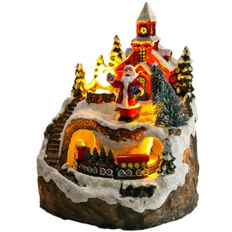 Generic Weihnachtliche Tischdekoration mit Musik - Feiertagsharz, Tischdekoration f&uuml;r Zuhause im Winter, Kinderzimmer, K&uuml;che, Schlafzimmer, Kaminsims, Dekorat