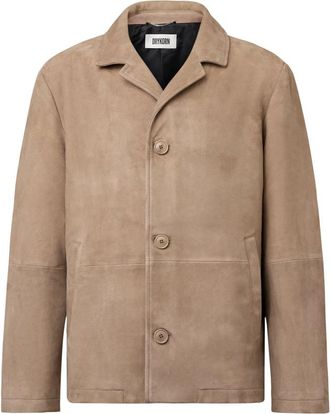 Drykorn Velourslederjacke Louvin mit schmalem Reverskragen in