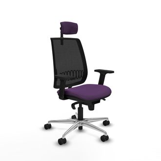 Piqueras y Crespo Alares B&uuml;rostuhl mit 2D-Armlehnen, h&ouml;henverstellbare Lendenwirbelst&uuml;tze und h&ouml;henverstellbares Kopfteil, Schwarz / Violett