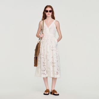 Sandro Langes Blumen-Ajourkleid