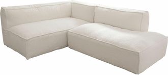 Loberon Sofa Irula, integrierte Recamiere, abnehmbare Bezüge, hochwertige Verarbeitung, Ecksofa, Sitzmöbel, Baumwolle, Eisen, Fichtenholz, Creme