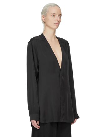 Rick Owens Womens Chemise Larry Shirt Noire Black Blouses