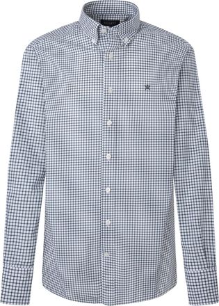 Hackett Herren Essential Poplin Chec Hemd, Green (Bottle Green), XXL