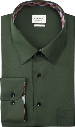 Eterna Bügelfreies Twill-Hemd mit Ausputz, Modern Fit in