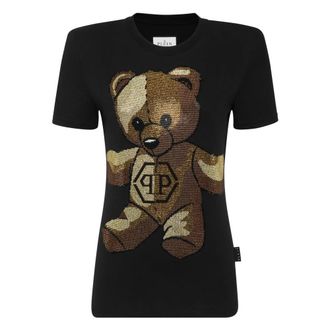 Philipp Plein T-Shirt Rundhals Teddy - - Tops - Damen - Schwarzk - XS