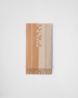 Prada Kleiner Schal aus Wolle mit Jacquard-Logo