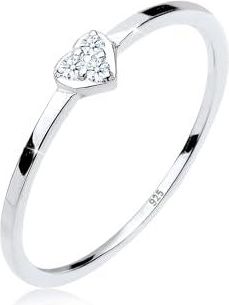 DIAMORE Elli DIAMONDS Bague Femme Coeur Symbole Classique avec Diamant (0.06 ct.) en Argent Sterling 925