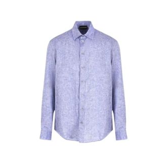 Emporio Armani Blau Avio T-Shirt mit klassischem Kragen - - Shirts - Herren - Blau - XL