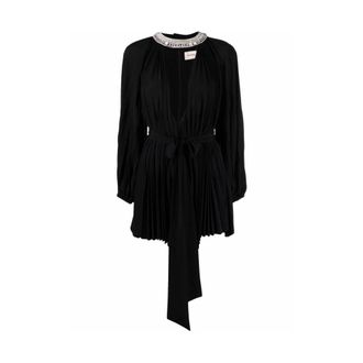 Alexandre Vauthier Schwarzes kristallverziertes Plissee-Minikleid - - Dresses - Damen - Schwarzk - 2XS