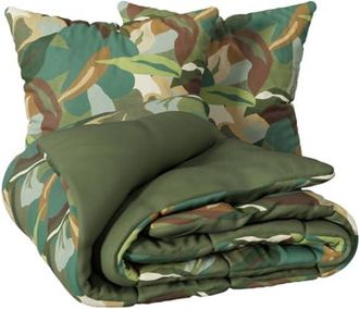 Atmosphera Atmosphera - Parure de lit 3 pi&egrave;ces Renata Percale de Coton Vert 240x220cm