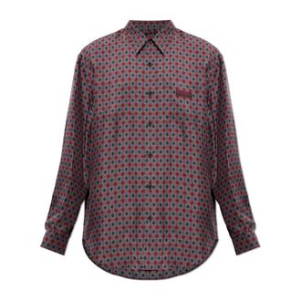 Balmain Bedrucktes Seidenhemd - - Shirts - Herren - Rot - 2XL