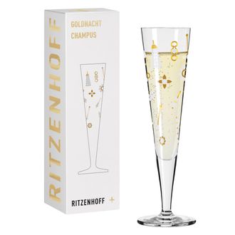 Ritzenhoff 1071040 Champagnerglas 200 ml - Serie Goldnacht Nr. 40, 2er Set - Designerstück mit Echt-Gold - Made in Germany