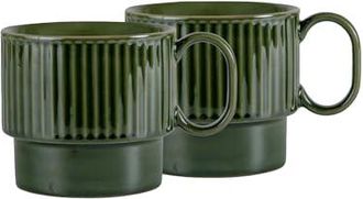 Sagaform Coffee & More Kaffeetassen 2er Set aus Steingut in der Farbe Gr&uuml;n, 300ml, 9cm, 5018448