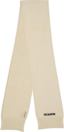 Valentino Garavani Homme, Accessoires, Beige, Taille: ONE Size &Eacute;charpe en maille brod&eacute;e cr&egrave;me
