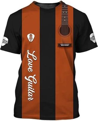 Keephen T-Shirt &agrave; Manches Courtes d&eacute;contract&eacute; pour Hommes et Femmes imprim&eacute; 3D sur Le th&egrave;me des Musiciens Motif Guitare Basse &eacute;lectrique