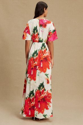 Next Satinkleid Festliches Kaftan-Maxikleid aus Struktur-Satin (1-tlg)